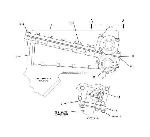 3208 MARINE ENGINE 01Z 7E0419 AFTERCOOLER GP NEW TYPE - IMC